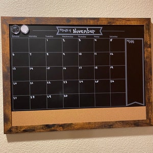 18x24 Chalkboard Calendar and Bulletin Combo Board Includes Chalk ...