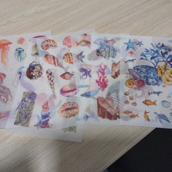 Sea Animals Stickers, Seashells Stickers, Sea Creatures Stickers ...