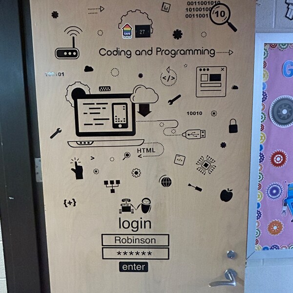 Customized Computer Login Classroom Door Vinyl Wall Decal School Home ...