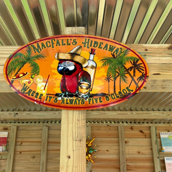 Tequila Parrot Metal House Sign, Beach Bar Décor Signs, Signs for Tiki ...