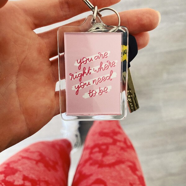 Positive Keyring Hand Lettered, Typographic Keyring, Inspirational ...