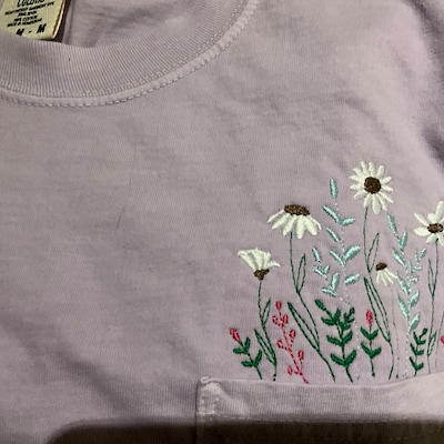 Pocket Tshirt Embroidery Pattern, Floral Design File, Embroidery Floral ...