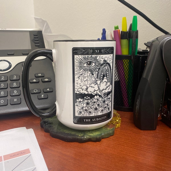 Audacity Tarot Card Mug, Occult Skeleton Tarot Card Coffee Mug, the ...