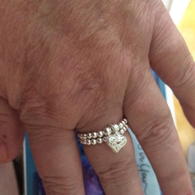 925 Sterling Silver Stretch Charm Ring, Filigree Heart Charm Ring,heart ...