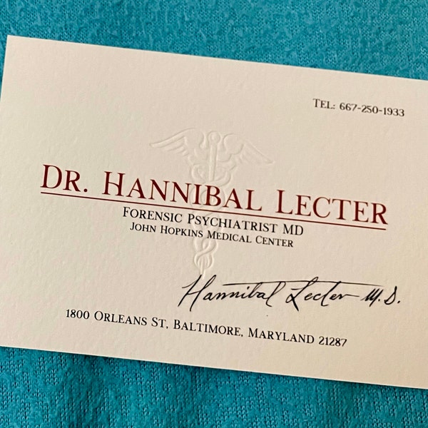 Hannibal Lecter Horror Bookmark - Business Card & Costume Prop - Etsy UK