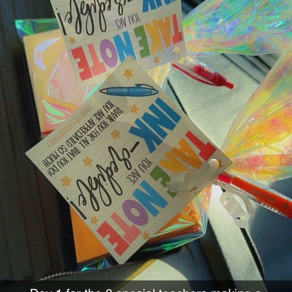 Pen Thank You Gift Tags, Take Note You Are Ink-credible, Teacher Staff ...
