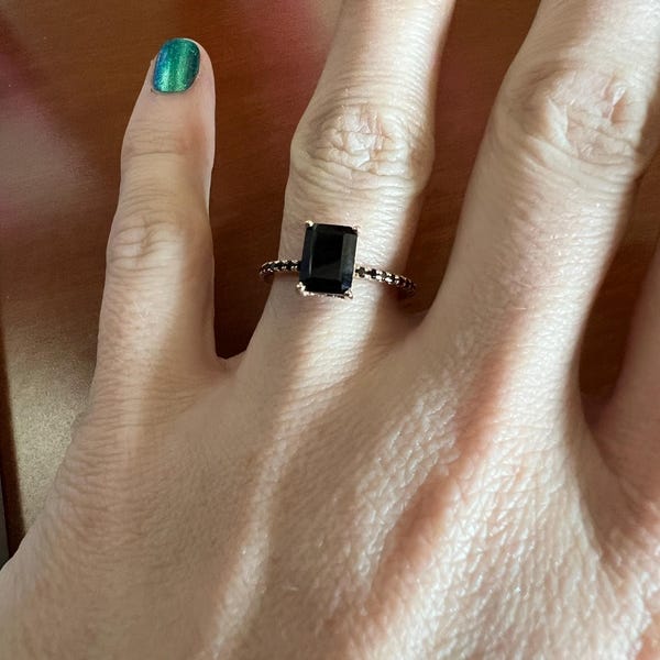 Black Onyx Ring-emerald Cut Black Onyx Ring-sterling Silver Ring-rose Gold Ring-statement Ring ...