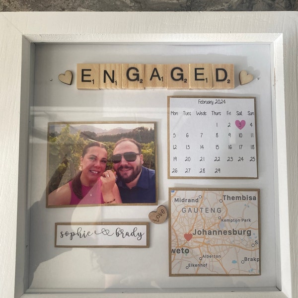 Gift for Engagement, Engaged Gift, Engagement Frame Handmade ...