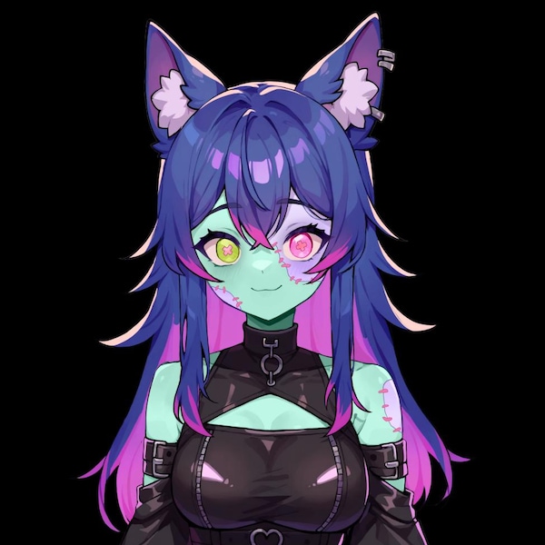 Black Wolf Girl Vtuber Model: Fully Rigged, Customizable (pngtuber) - Etsy