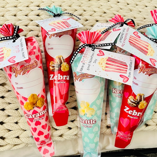 Popcorn Valentines Day Card Template, Printable Popcorn Valentines ...