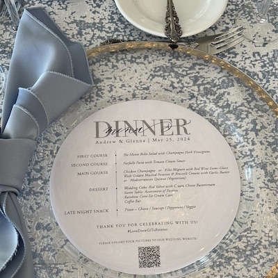 6/7/8 Circle Menu Cards, Round Menu for Standard Dinner Plates, Modern ...