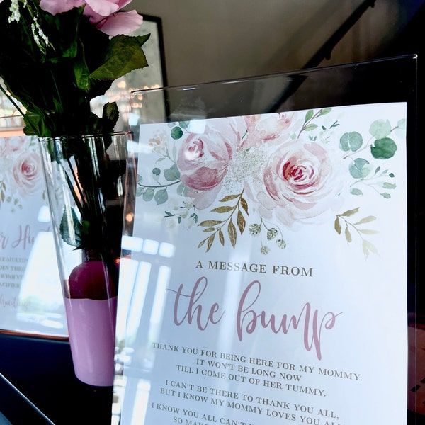 Message From the Bump Sign, Printable Baby Shower Sign, Blush Pink ...