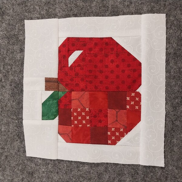 Pink Lady Patchwork Apple Fall Autumn Harvest Quilt Block PDF Pattern ...