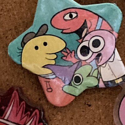 Smiling Friends Holographic Star Button Badge - Etsy