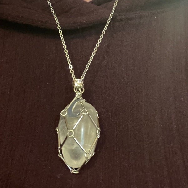 Handcrafted Interchangeable Crystal Necklace // Bar Link Pouch Pendant ...