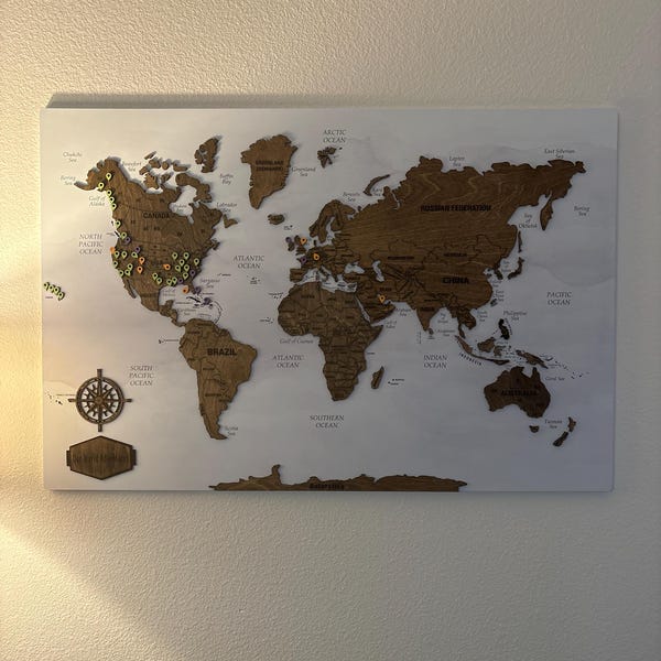Wooden World Map Wall Art, Push Pin Travel World Map, Large Personalized World Map, Cork World ...