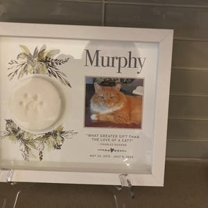 Pet Memorial Paw Print Holder Shadow Box, Two Paw Prints, Pet Loss ...