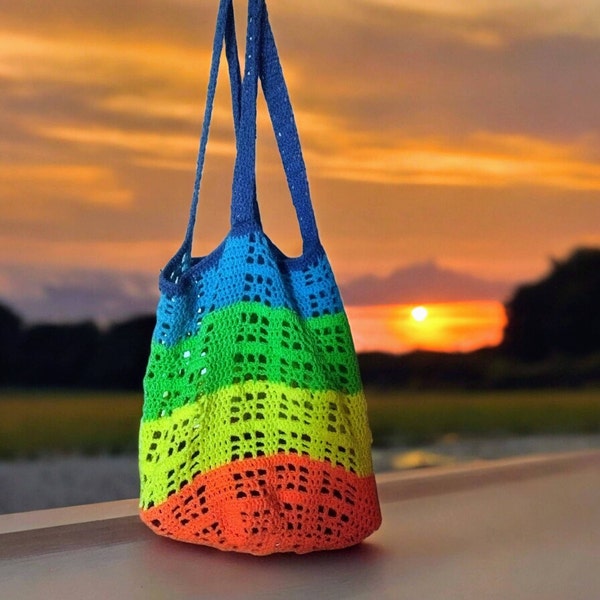 Crochet Bag Pattern, Crochet Summer Bag, Crochet Filet Bag, Market Bag ...