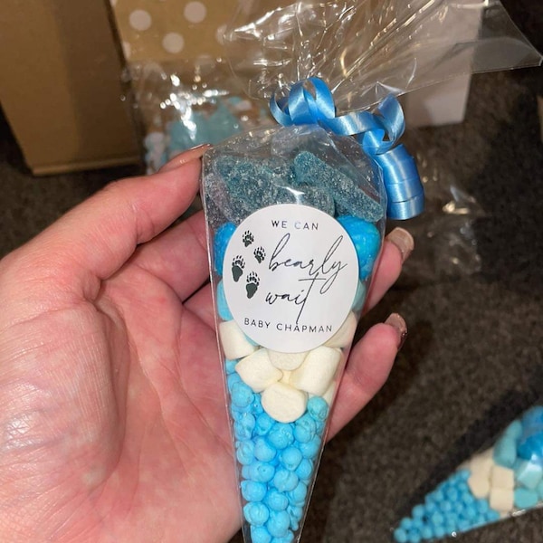 Personalised Pre Filled Halal Blue Sweet Cones | Bridal Shower ...