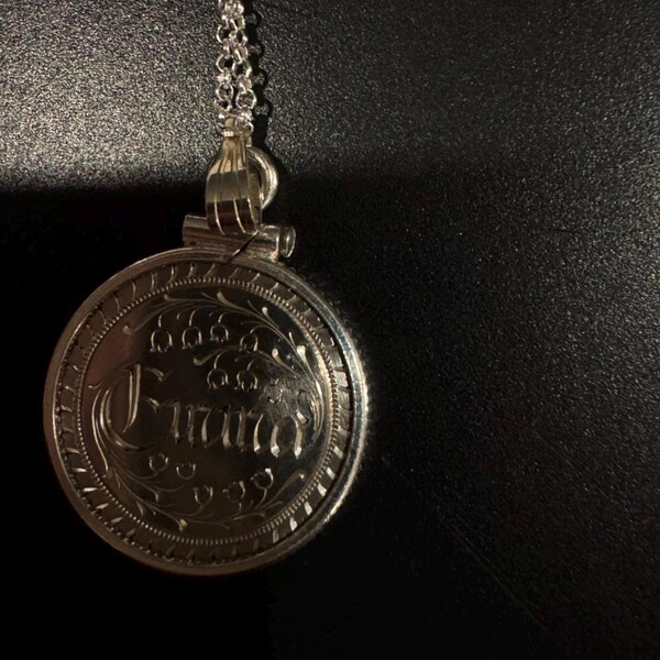 Lorraine Monogram Personalized Newly Hand Engraved Love Token on Silver ...