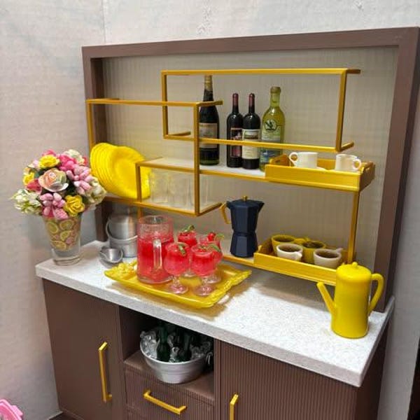 Mid-century Modern Brown Miniature Bar – 1/6 Scale, Miniveres Happy ...