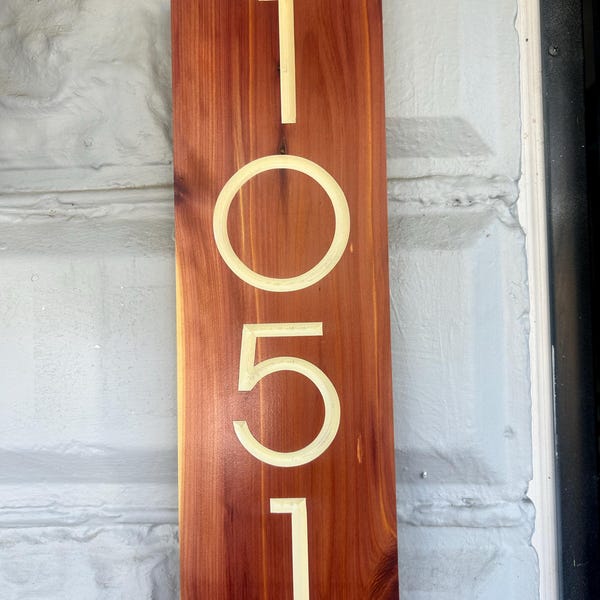 House Street Number Plaque, Custom Modern off Center Home Sign, Carved ...