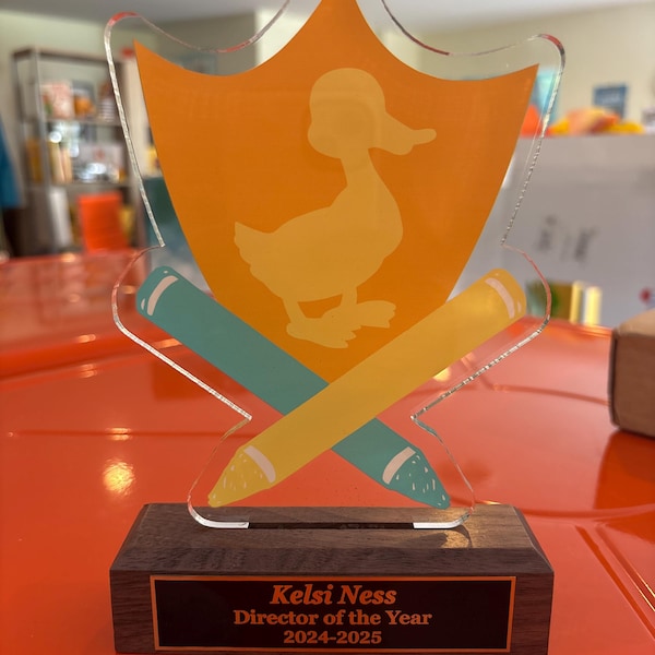 Hexagon Acrylic Trophy With Wood Base / Science Award / STEM Award ...