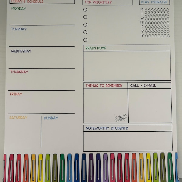 Retro Teacher Gift, Week at a Glance, Personalized Notepad, Teacher ...