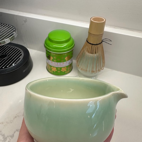 Hand-painted Cute Cat Ceramic Matcha Bowl With Bamboo Whisk and Chasen ...
