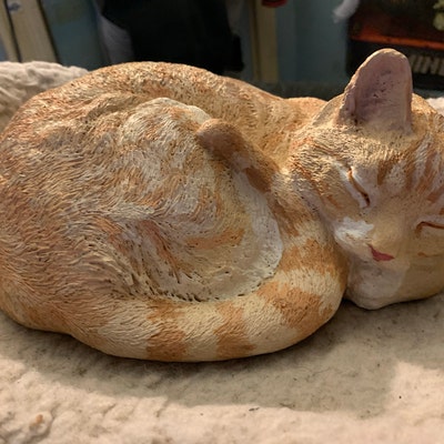 Cat Urn With Personalization cremation Pet Urn tabby Cat Funeral Statue ...