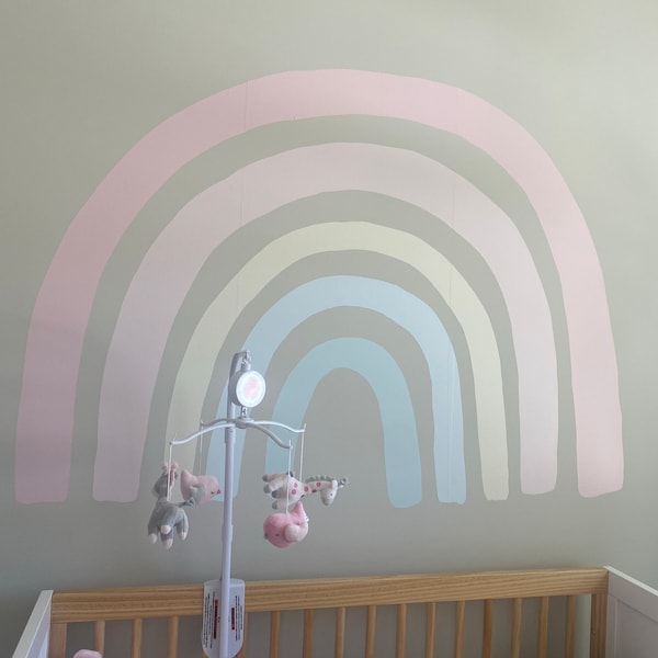 Large Muted Pastel Rainbow Removable Wall Decal / Pastel Rainbow ...