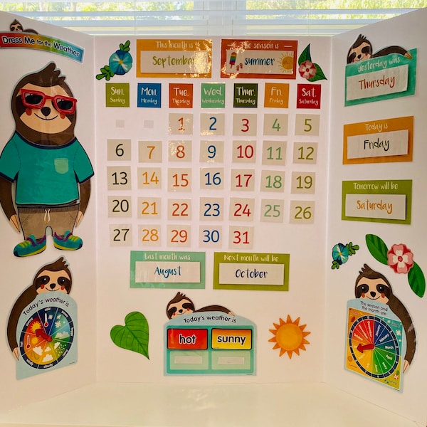 Morning Board Printable Activity Toddler Kids Homeschool Weather Chart ...