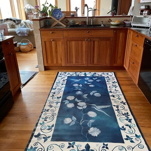 FLOORCLOTH Buttons Hand Painted Canvas Rug COUNTRY PRIMITIVE | Etsy