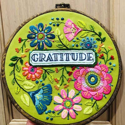 PDF Embroidery Pattern, One Meaningful Word, Flower Embroidery Pattern ...