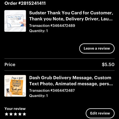 Sudster Thank You Card for Customer, Thank You Note, Delivery Driver ...