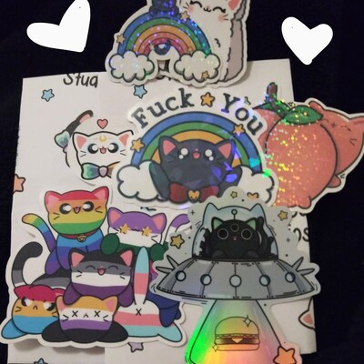 Holographic UFO Cat Sticker UFO Sticker Vinyl Sticker - Etsy