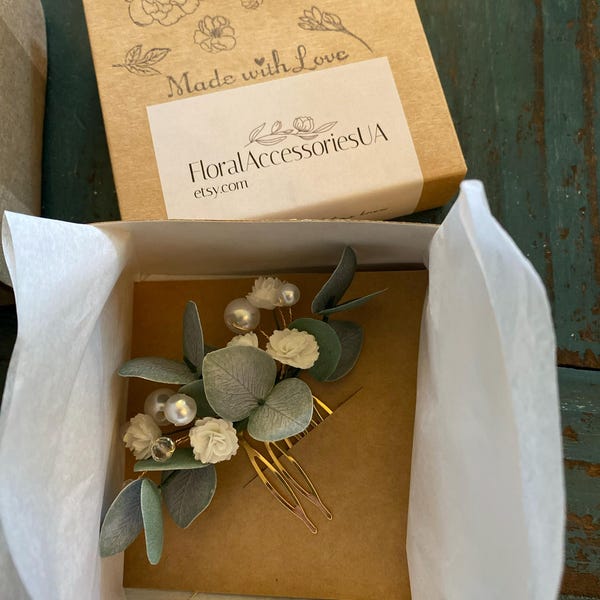 Winter Hair Comb Christmas Wedding Hair Piece Pine Cone Hair Pins Green ...