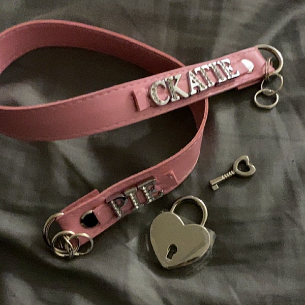 Custom Lock Collar and Owners Keychain-choker. Choose Your Words - Etsy