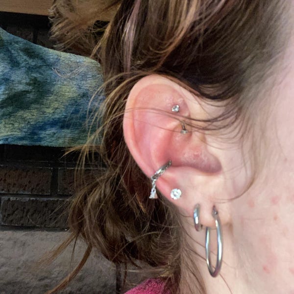 16g 18g Dainty Moon Hoop Charm, Sterling Silver, 18k Gold Plated Rook ...