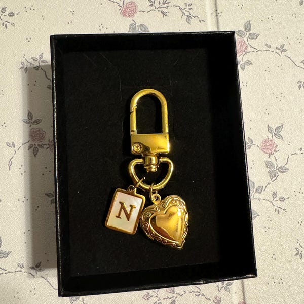 Locket Keychain, Bag Charm, Heart Charm Bag Charm, Personalized ...