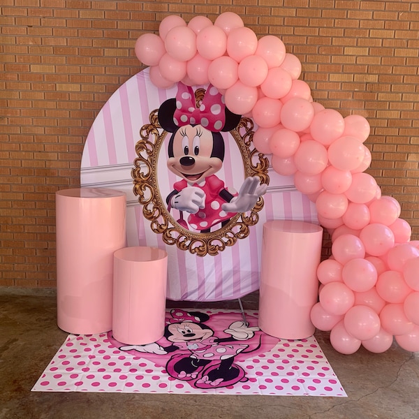 Pink Minnie Mouse Round Backdrop Covers, Party Decoration Girls ...