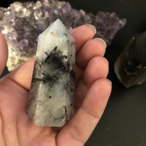 Black Tourmalinated Quartz Tower, Black Tourmaline Quartz Point ...