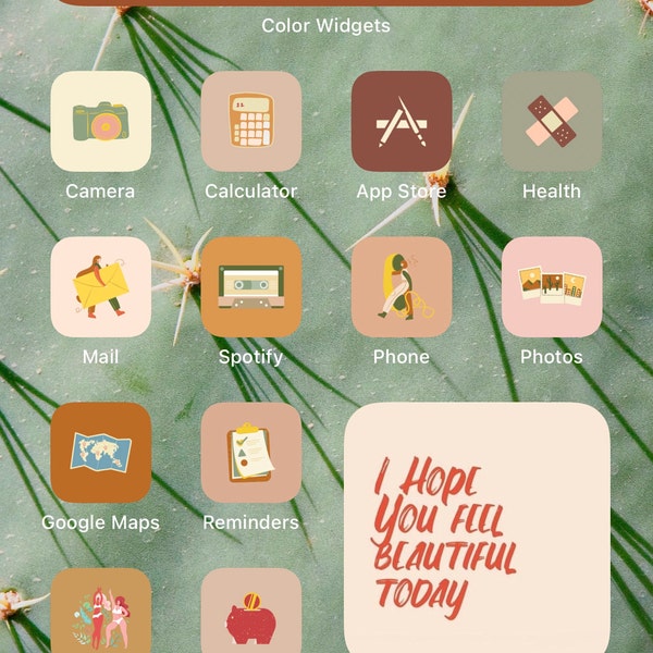 Boho Aesthetic iPhone App Icons, Boho Ios 14 App Icon Pack, Neutral ...
