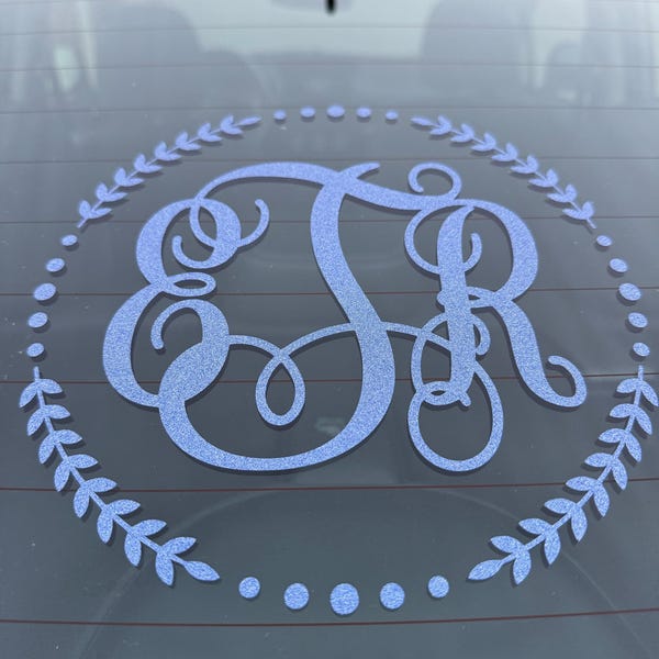 Glittery Custom Monogram Car Window Decal Script Vine Personalized ...