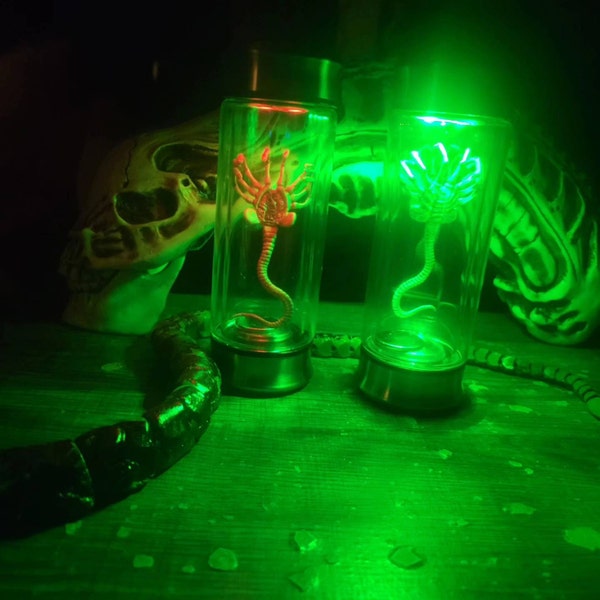 USA Alien in a Test Tube Embryo Glass Jar Prop Led Light Red Green Blue ...