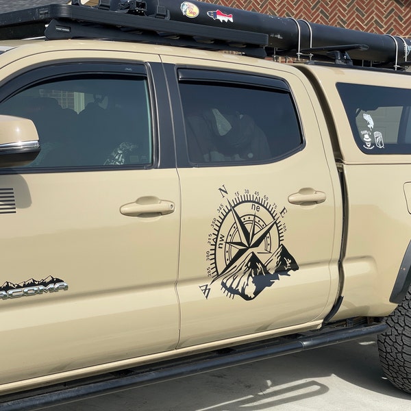 Compass With Mountains Decal | Mountain Decal | Adventure Decal ...
