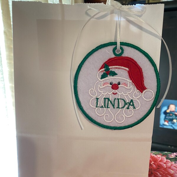 Santa Ornament in the Hoop Embroidery Design Christmas Ornament in the ...