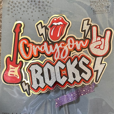 One Rocks Rock N Roll Born to Rock Theme Cake Topper - Etsy