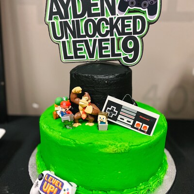 Video Game Cake Topper, Level Unlocked Cake Topper Video Game Birthday ...