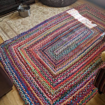 FIESTA Braided Square Rug Flat Weave With Natural Jute and - Etsy UK